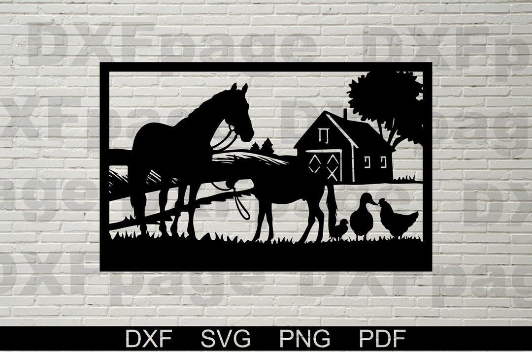 Horse Dxf, Farm Scene, SVG Cricut, Gate Design, Dxf File for Plasma ...