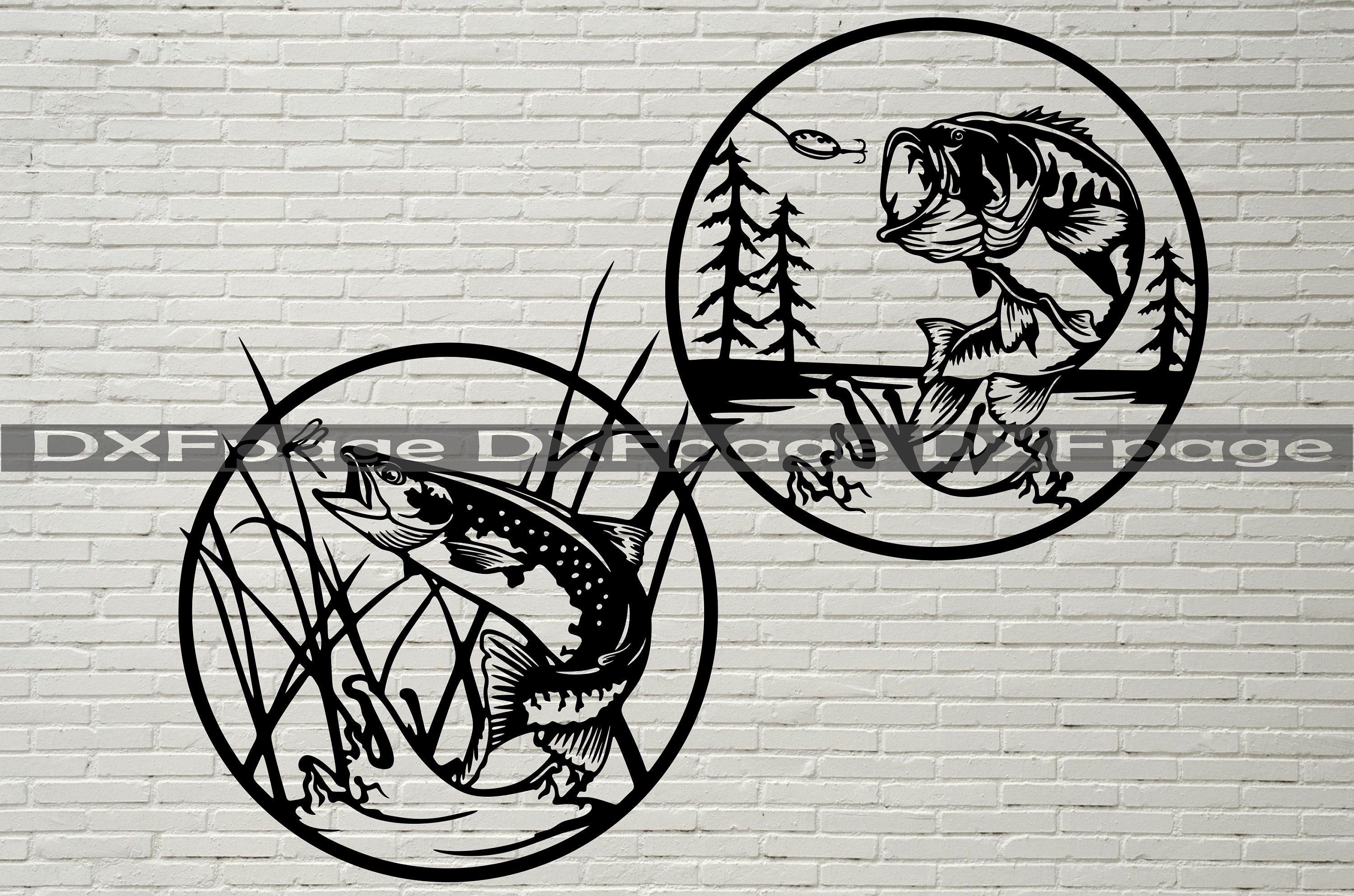 Bass Fish Scene Svg, Fishing DXF Files for Plasma, Laser Cutting, Cnc ...