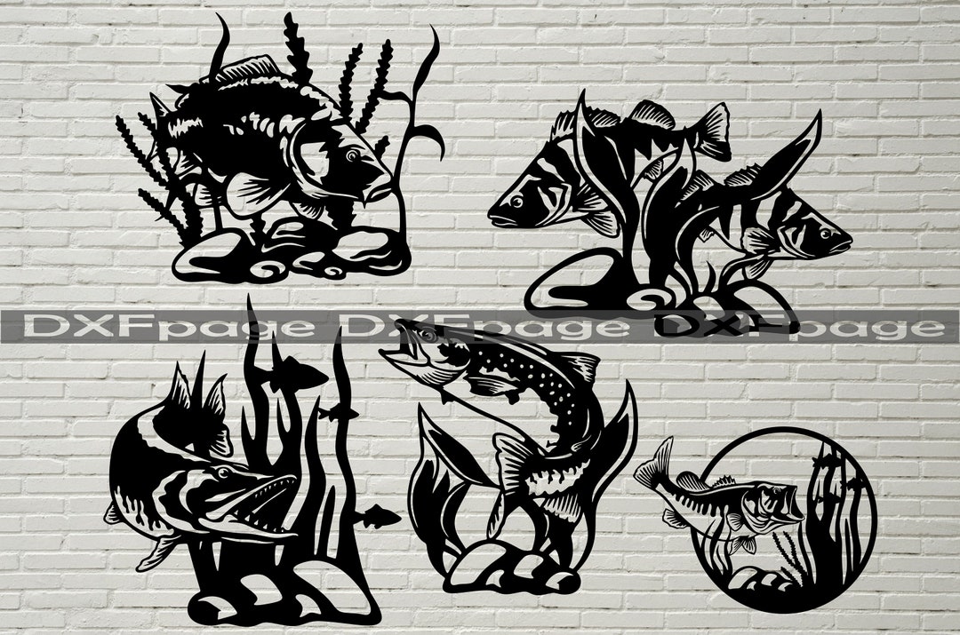 5 Fish Scene DXF Files for Plasma Laser Cutting Cnc Dxf - Etsy