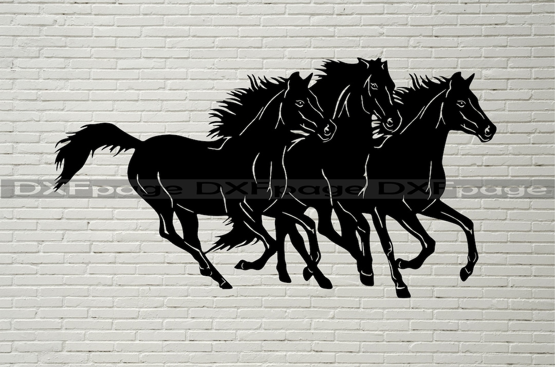 Wild Horses DXF, Horse Clipart SVG, Animals Cut File for Laser, Dxf for ...