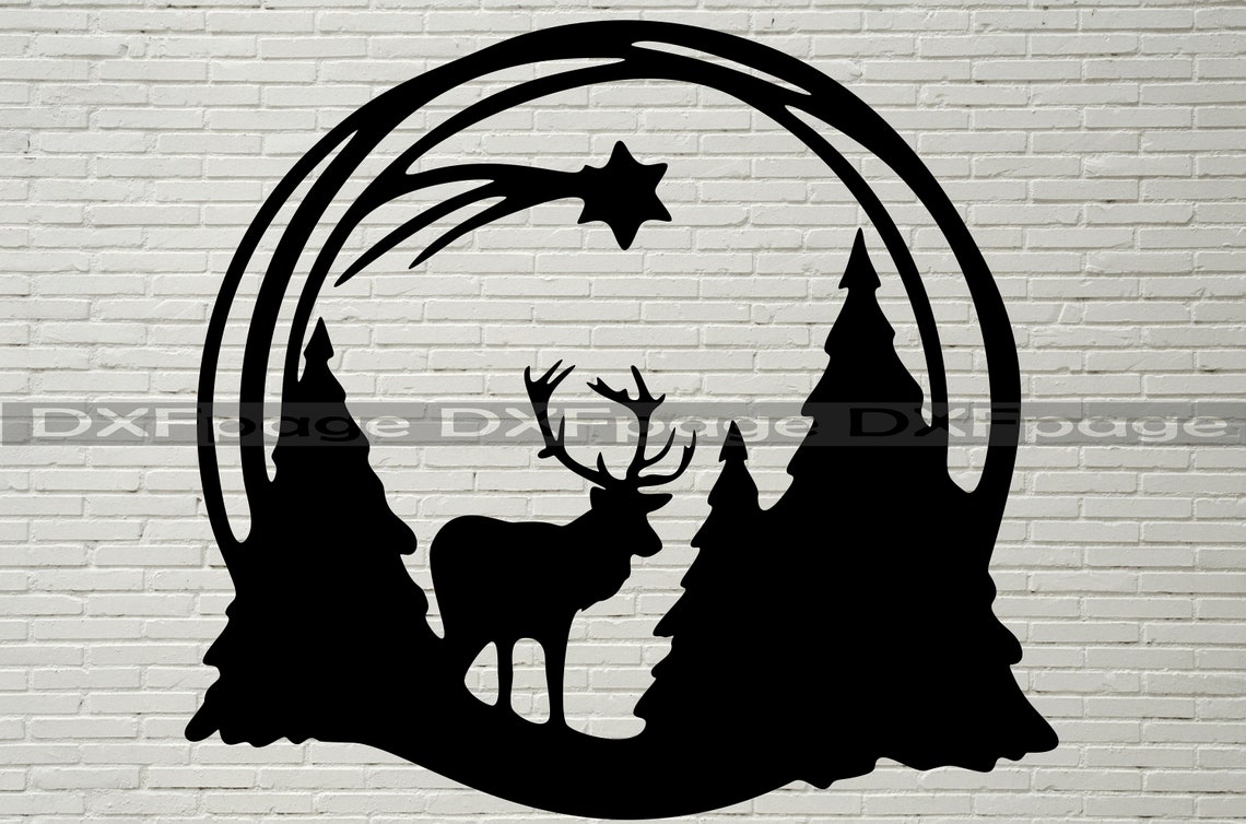 Christmas Scene SVG Deer DXF Cut File Cricut Clipart Dxf - Etsy
