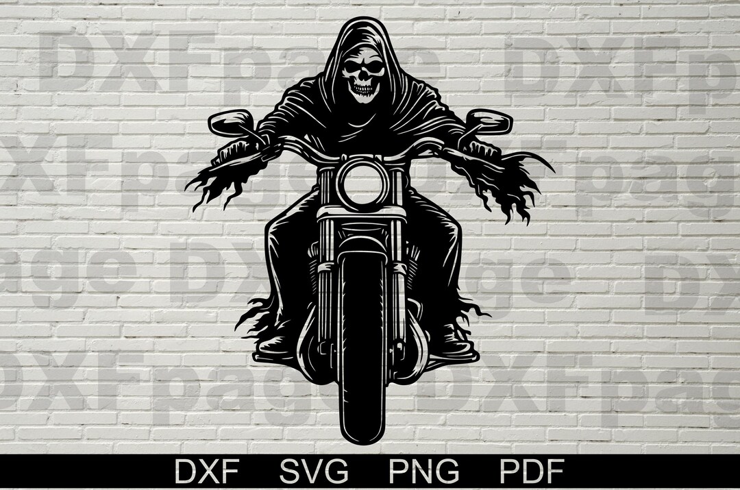 Grim Reaper Riding Motorcycle SVG, Motor Bike Cut File Laser, Dxf for ...