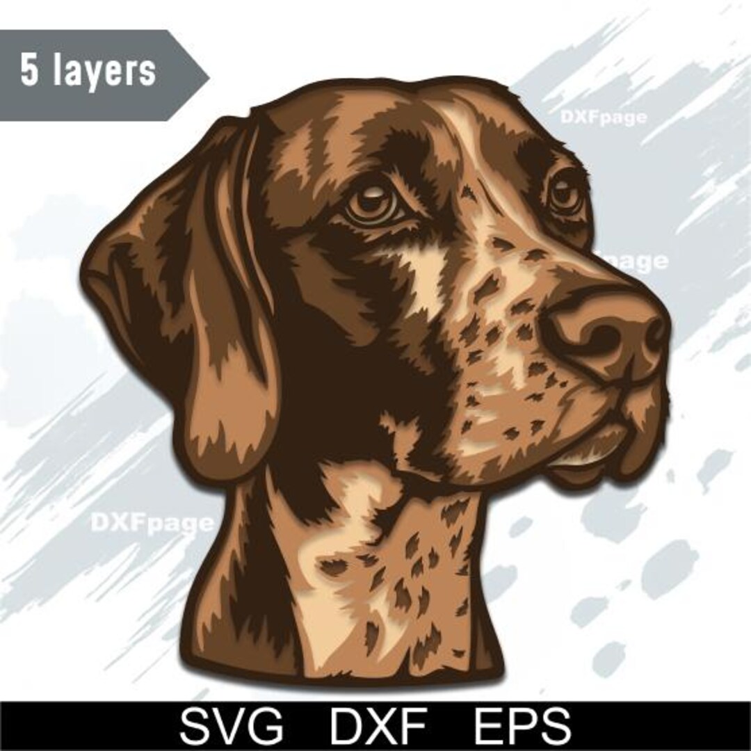German Pointer SVG Layered Plywood Cut File, Multilayer DXF 3D Dog ...