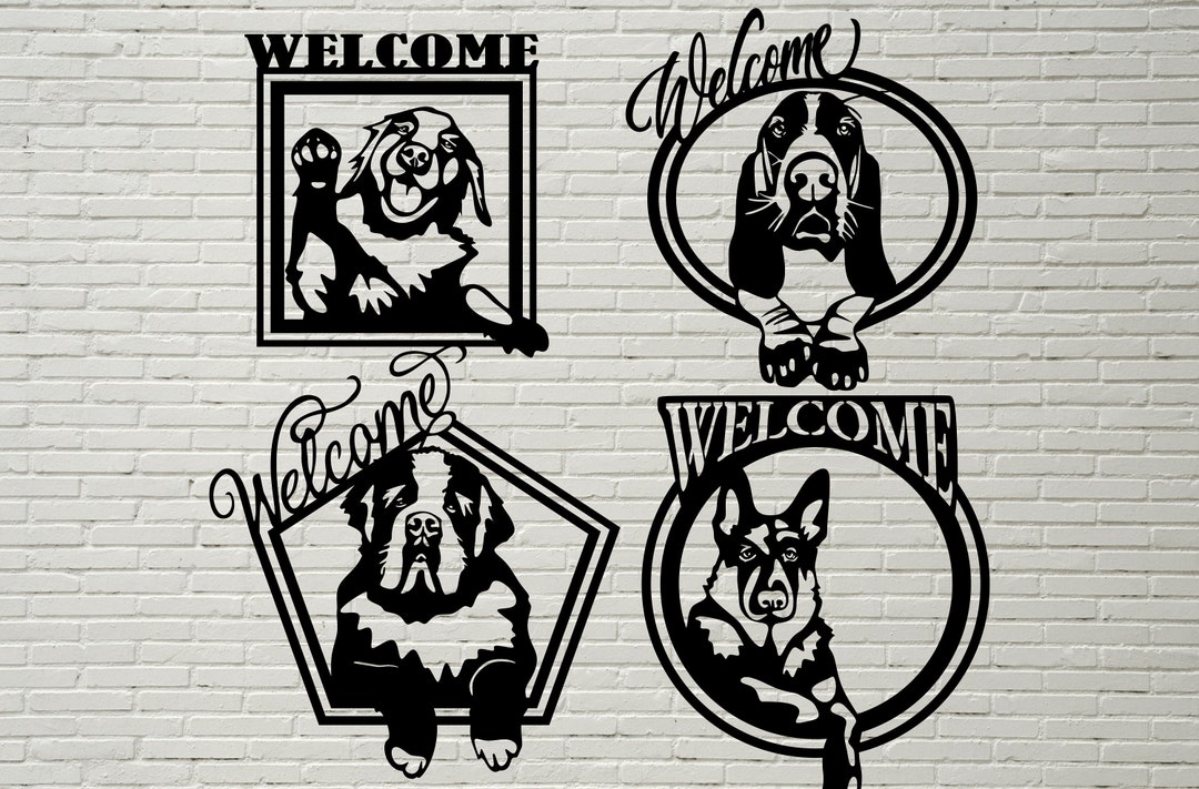 Welcome Sign SVG DXF, Dog Dxf, Dxf Files for Plasma, Dxf Files for ...