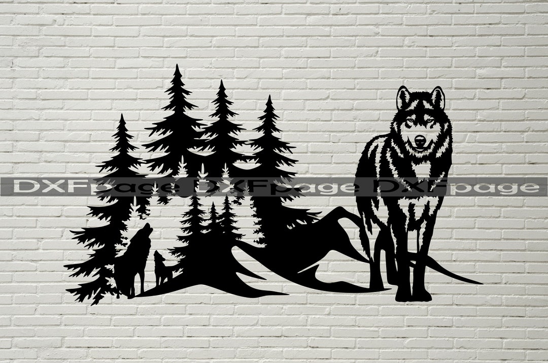 Wolf Scene SVG, Animals Cut File Laser, Dxf File for Plasma, Wolf Cnc ...