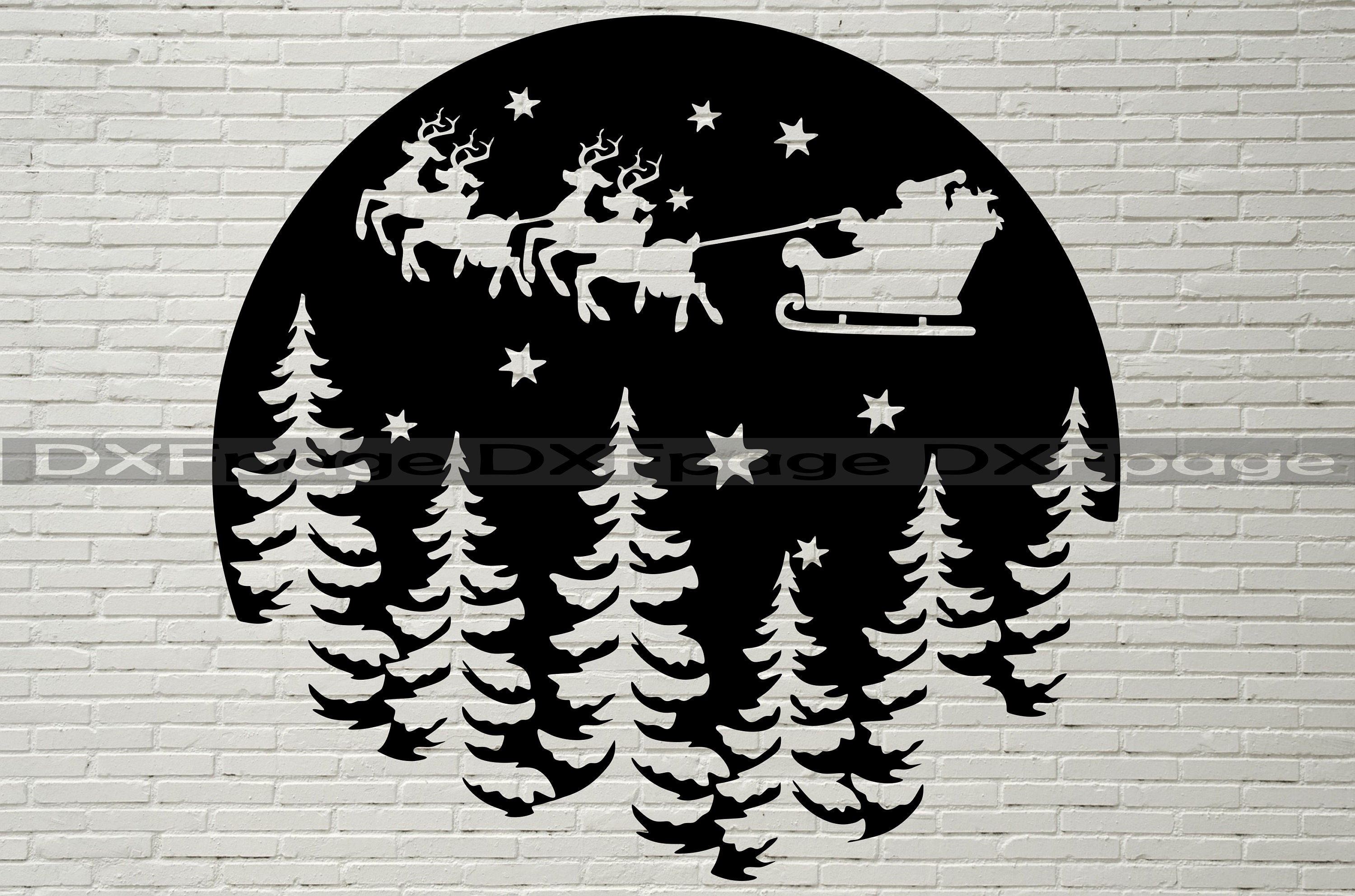 Christmas Scene SVG, Santa Claus DXF Cut File, Cricut Clipart, Dxf File ...