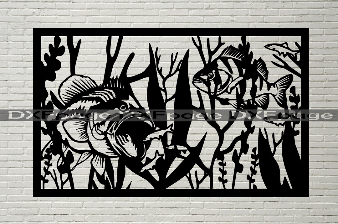 Fish Scene Svg, Bass Fishing DXF Files for Plasma, Laser Cutting, Cnc ...