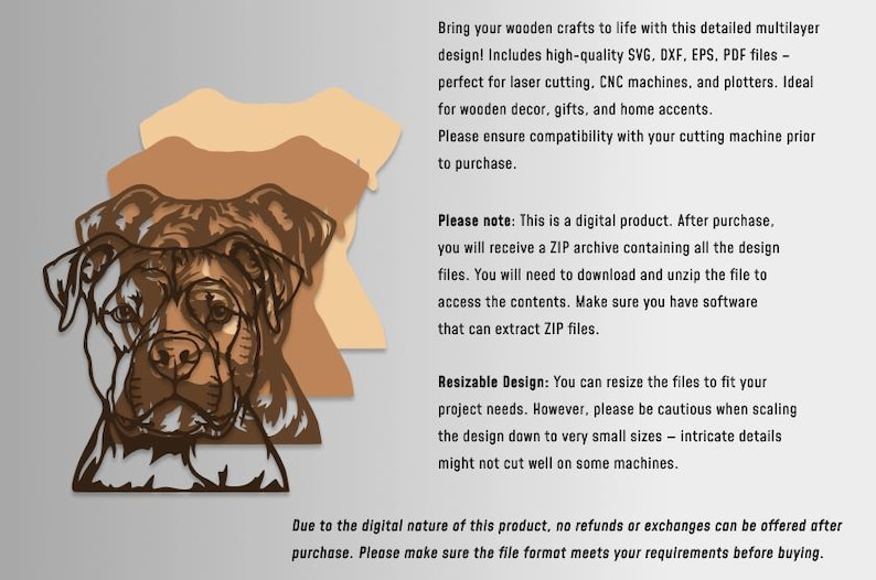 Pitbull Multilayer SVG, DXF Laser Cut, 3D Dog, Layered Dog Plywood ...