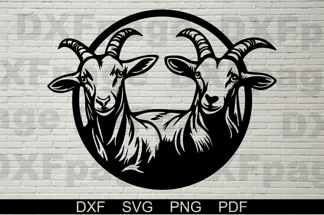Two Goats SVG, Dxf File for Laser, SVG File for Cricut, Farm Animal ...