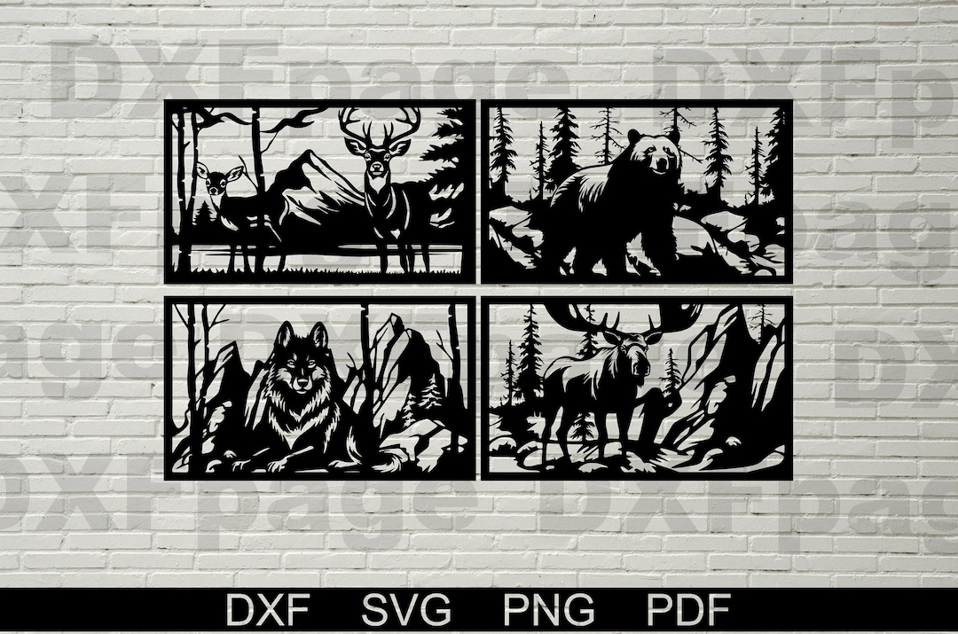 Wildlife Scenes, DXF Laser Cut, Svg Cut File for Cricut, Dxf Files for ...