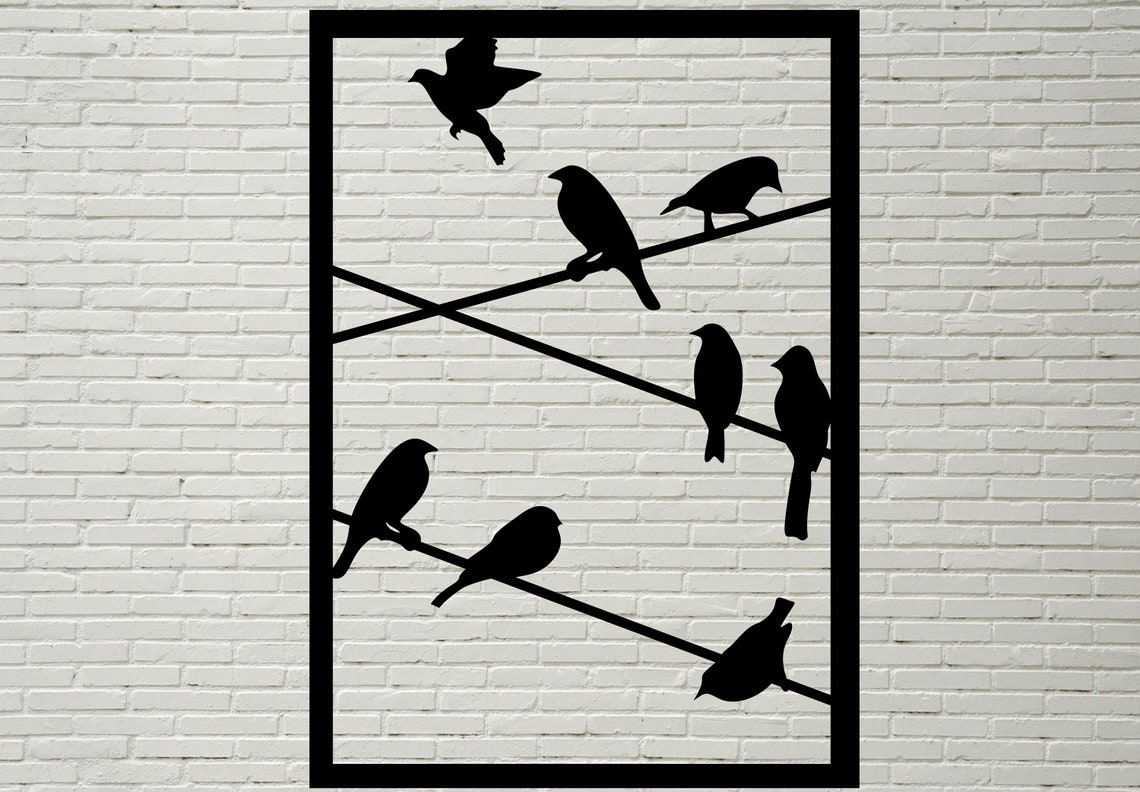 Birds on a Wires Svg Birds SVG PDF PNG Silhouettes Dxf File - Etsy