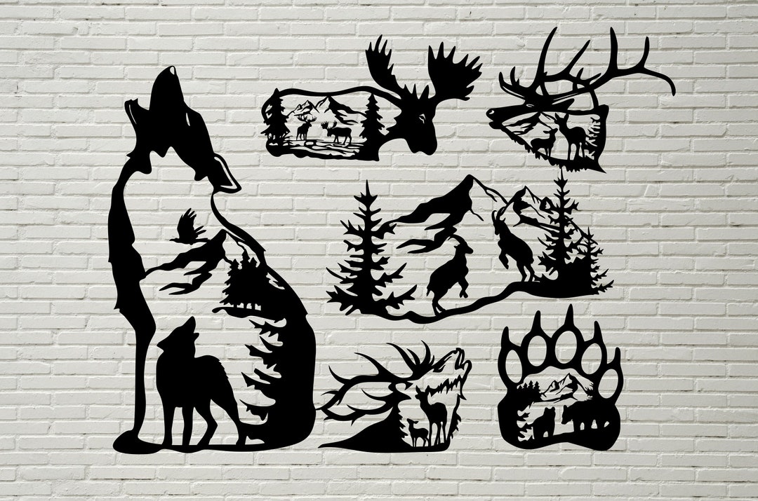 Animals DXF Panels, Wolf Svg, Elk Dxf, Deer Svg, Dxf Files for Plasma ...