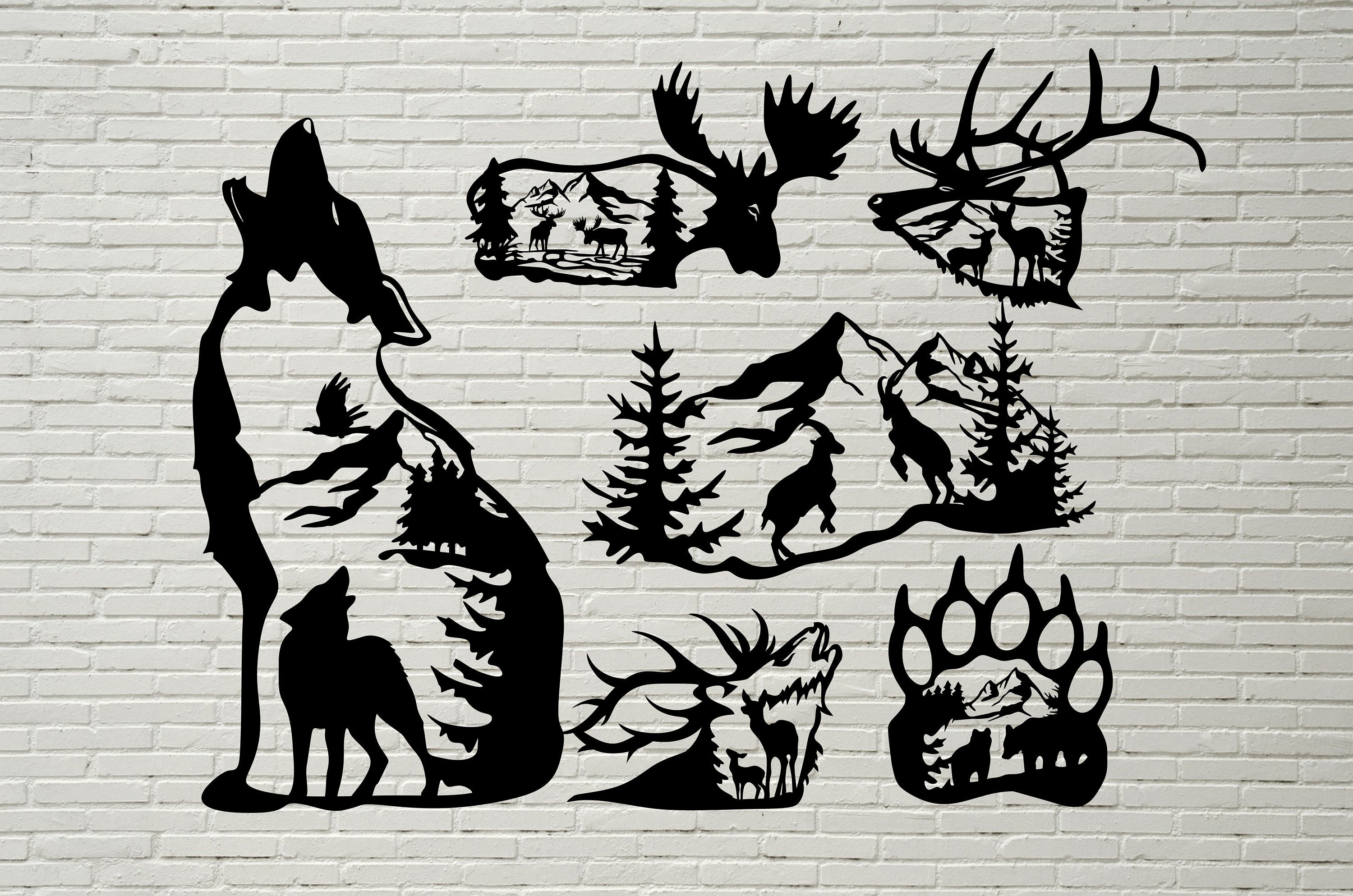 Tiere DXF Panels Wolf svg elk dxf deer svg dxf-Dateien für - Etsy