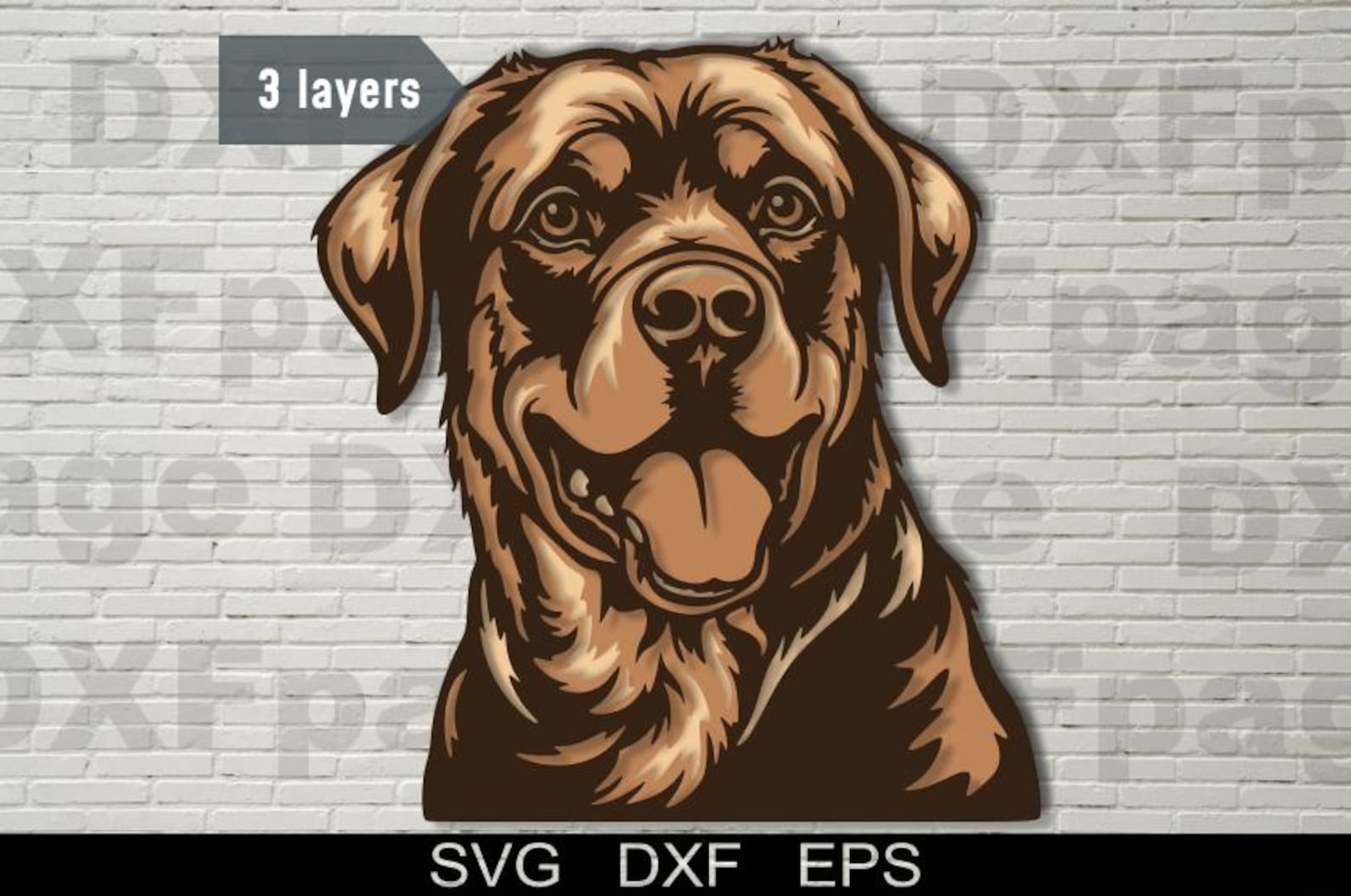Rottweiler Dog Multilayer SVG, DXF 3D Dog, Layered Plywood Cut File ...