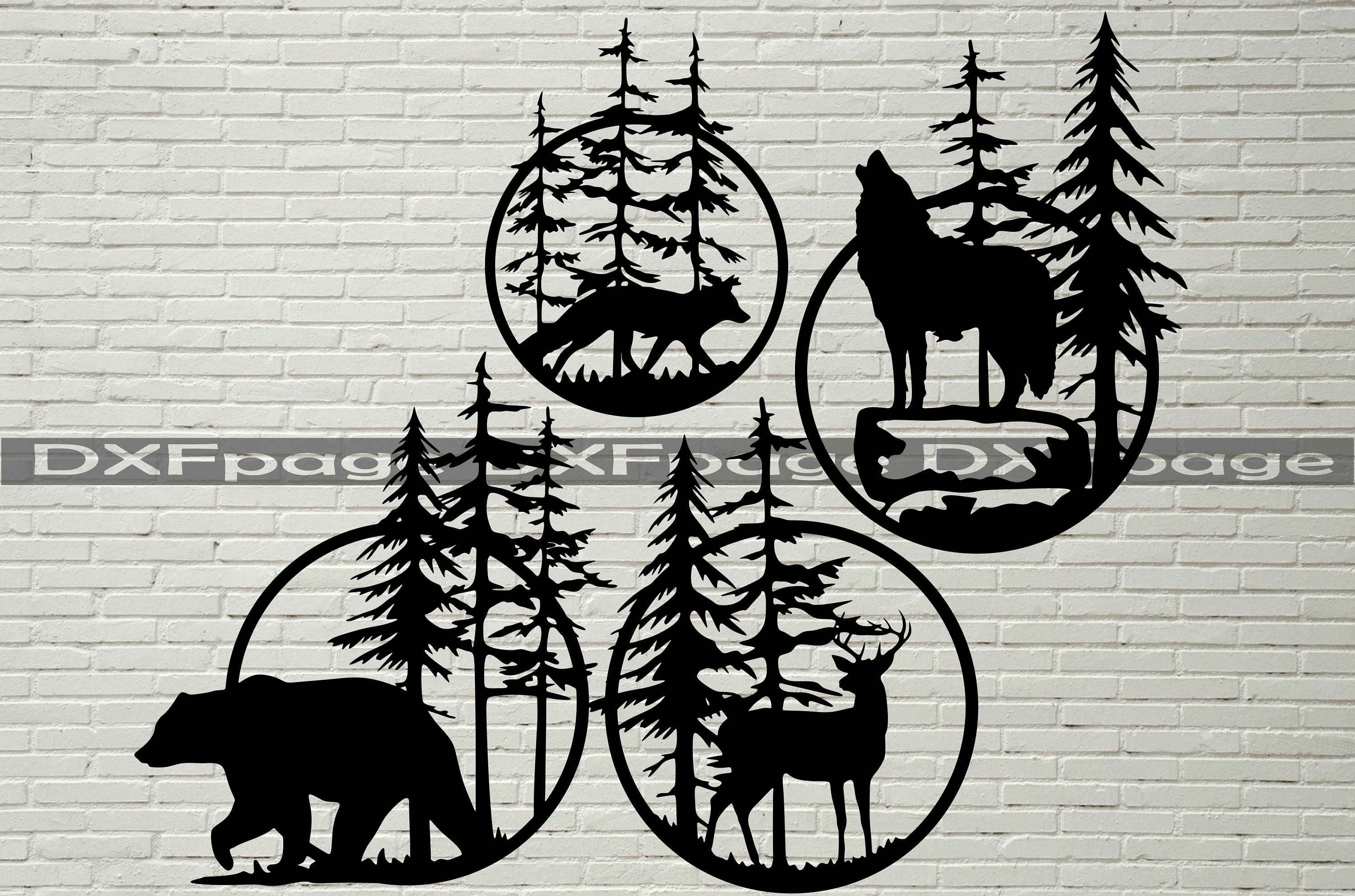 4 Animals Scene DXF Stencil Svg Cut File for Cricut Dxf - Etsy Canada