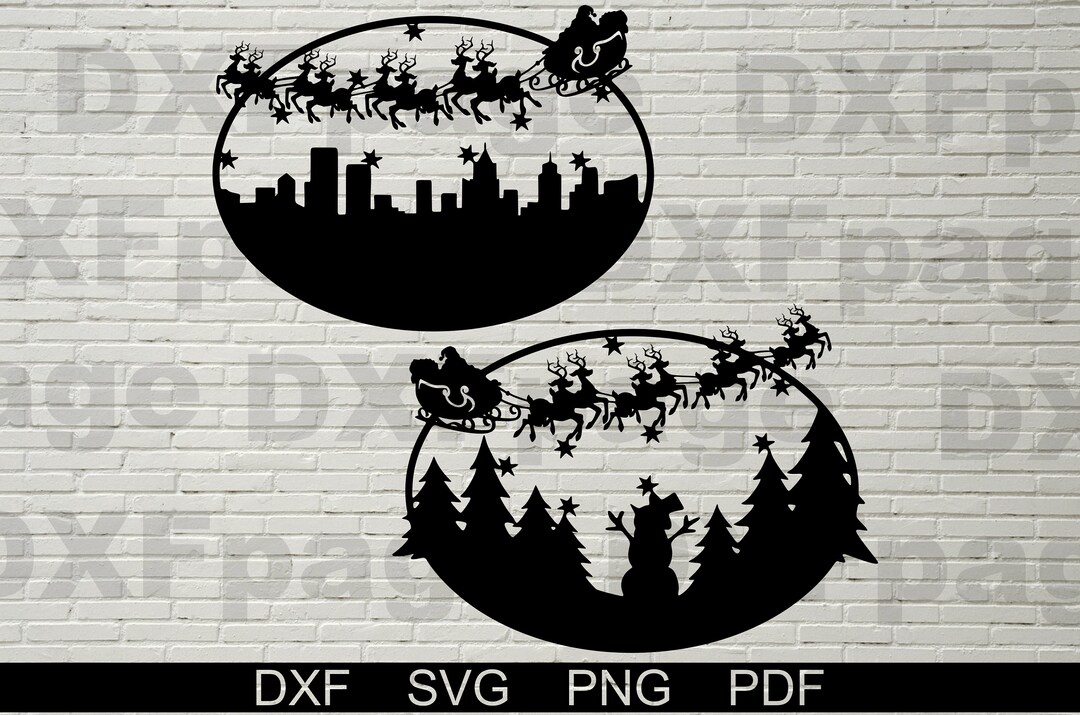 Santa Claus Svg, Christmas Scene DXF Cut File, Cricut Clipart, Dxf File ...