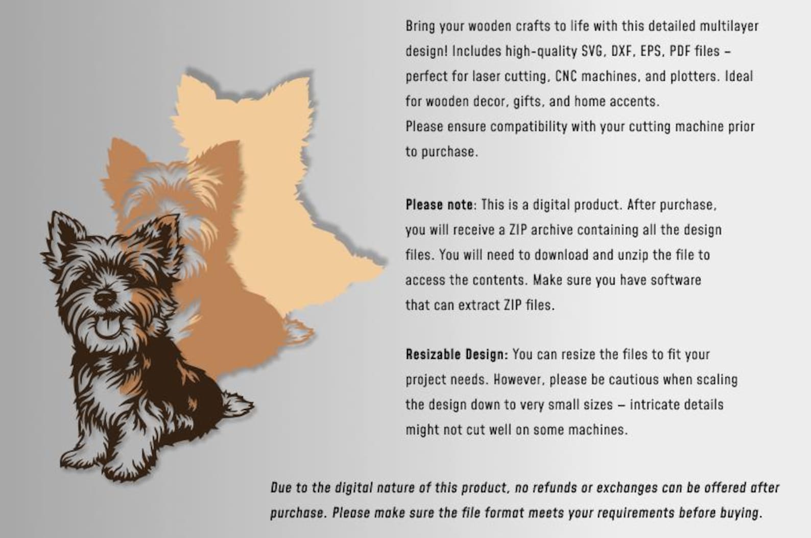 Yorkshire Terrier Multilayer SVG, DXF Laser Cut, 3D Dog, Layered ...