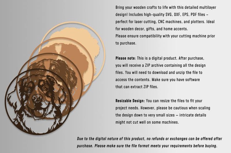 Bernese Mountain Multilayer SVG, DXF 3D Dog, Layered Plywood Cut File ...