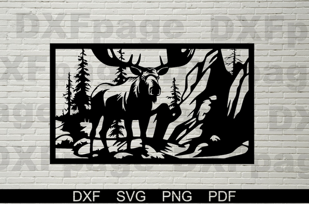 Moose Dxf, Svg, Wildlife Scene, Gate Design, Dxf File for Plasma, Laser ...