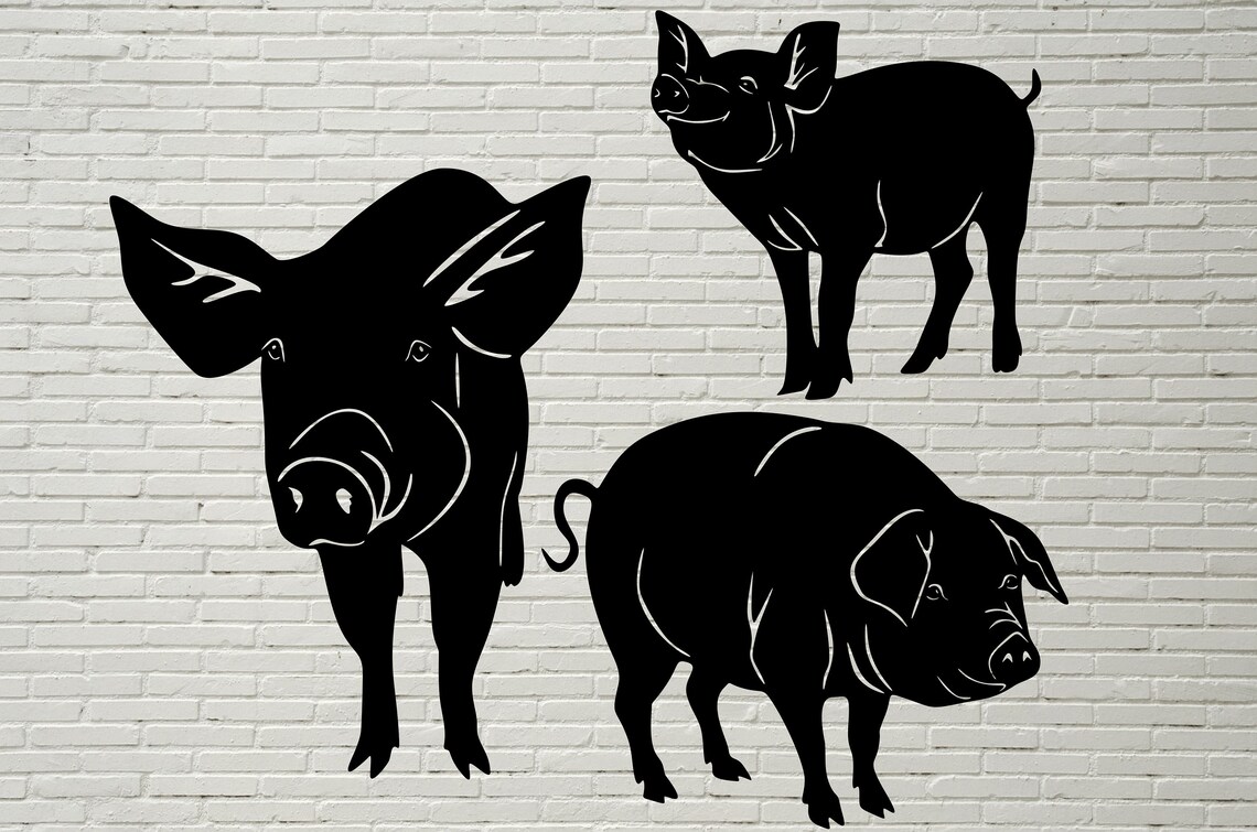 Pig Silhouette Svg DXF Pig Cnc File Dxf File for Plasma Svg - Etsy