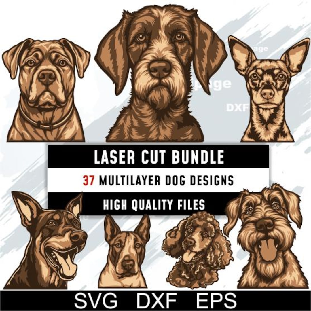 Dog Bundle Multilayer SVG, Layered SVG DXF, Plywood Laser Cut 3d, Paper ...