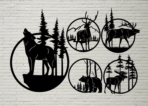 SVG Wildlife Scene DXF Animals Cut File for Laser Dxf for - Etsy