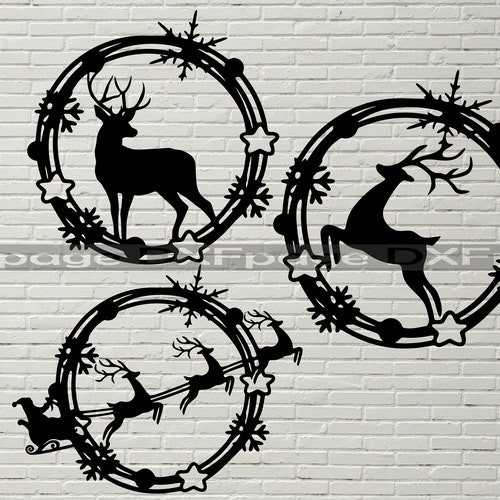 Christmas Scene SVG Deer DXF Cut File Cricut Clipart Dxf - Etsy