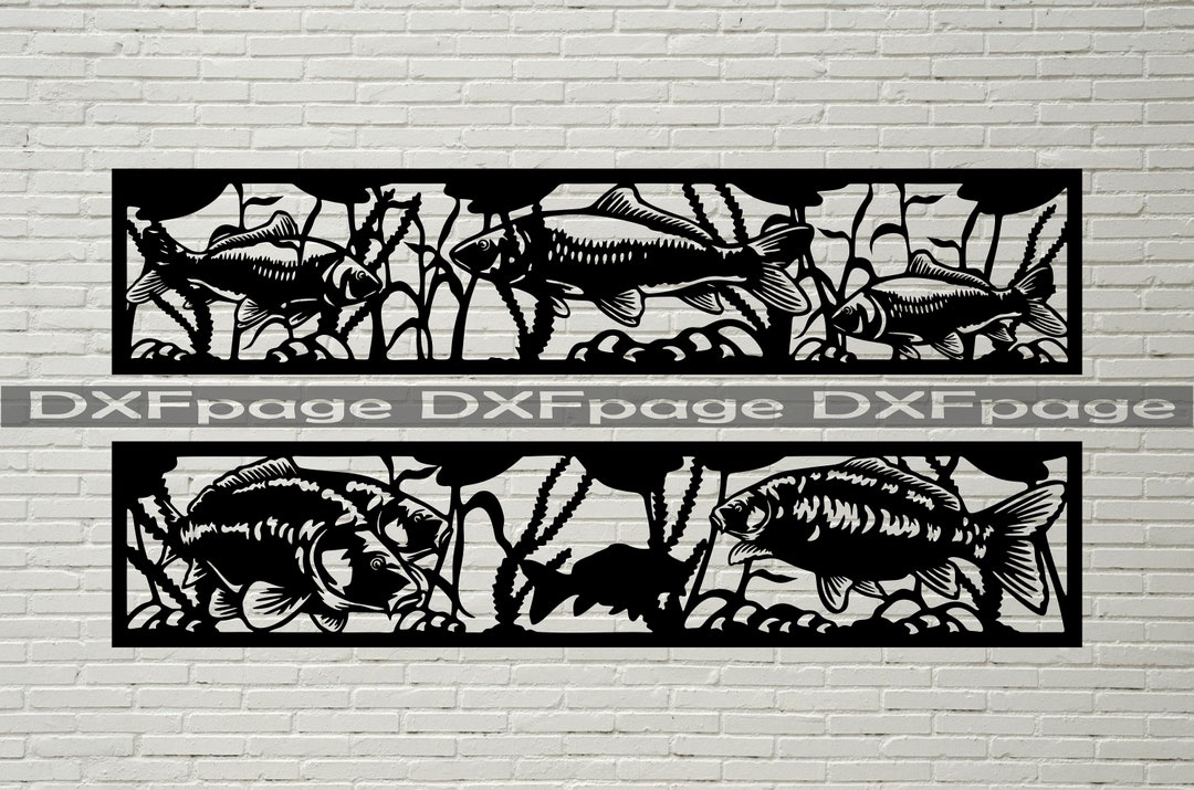 Carp Fishing Svg, Fish Scene DXF Files for Plasma, Laser Cutting, Cnc ...