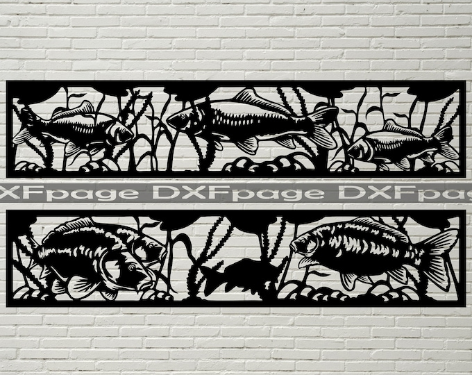 Carp Fishing Svg, Fish Scene DXF Files for Plasma, Laser Cutting, Cnc ...