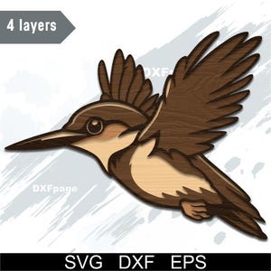 Kingfisher Multilayer SVG, DXF Laser Cut, 3D Bird, Layered Plywood ...