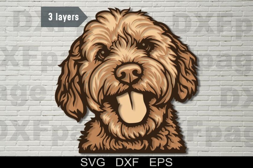 Goldendoodle Multilayer SVG, DXF Laser Cut, 3D Dog, Layered Dog Plywood ...
