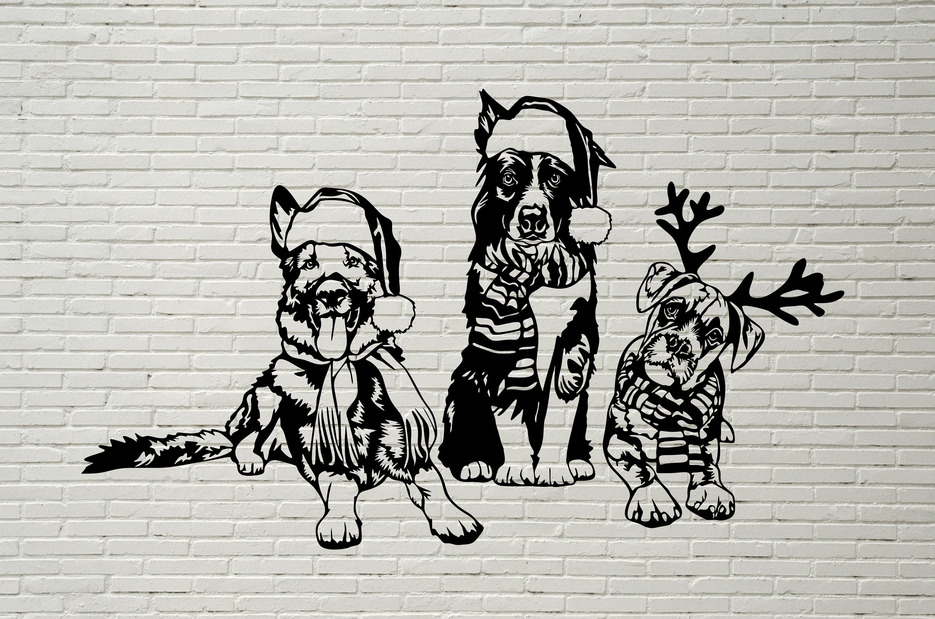 Christmas Dogs SVG Funny Dog Cut File Silhouettes Dxf Svg - Etsy