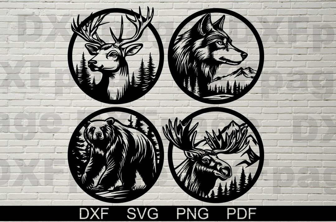 Animal Scene DXF Cut File, Svg for Cricut, Plasma Cnc, Laser Engraved ...