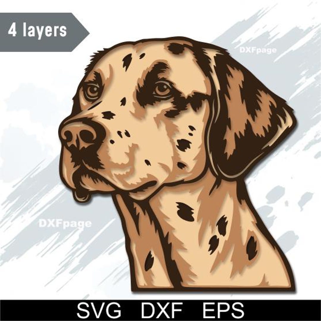 Dalmatian SVG Layered Plywood Cut File, Multilayer DXF 3D Dog, Paper ...