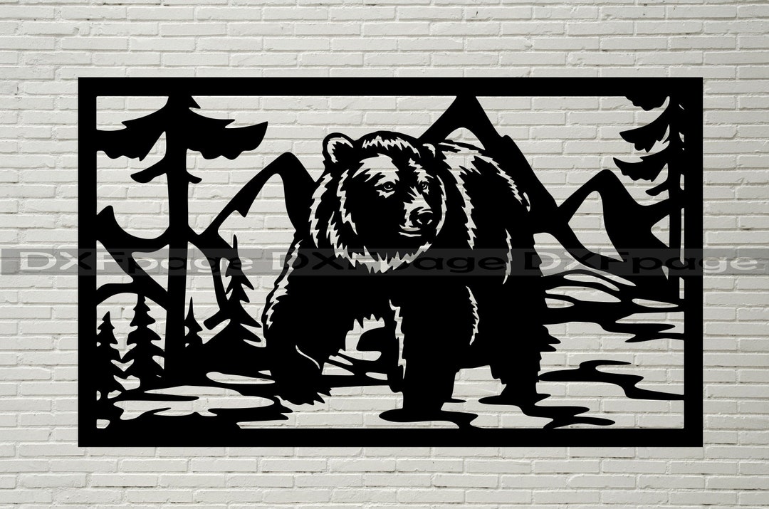 Bear Panel, DXF Stencil, Svg Cut File, Dxf Files for Plasma, Laser Cut ...