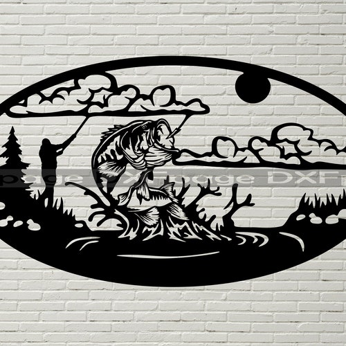 Bass Fishing Svg Fish Scene DXF Files for Plasma Laser - Etsy