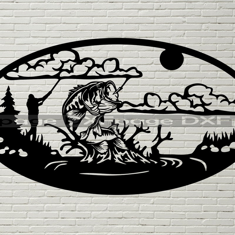 Bass Fishing Scene Dxf - Etsy