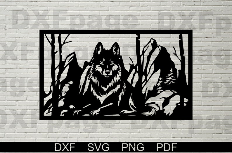 Lobo dxf, svg, escena de vida silvestre, diseño de puerta, archivo dxf ...