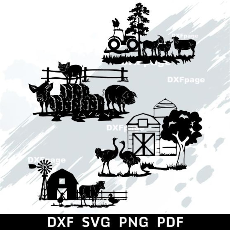 Farm Scene SVG Laser Cut Files, Dxf Files for Plasma, Cnc, Silhouette ...