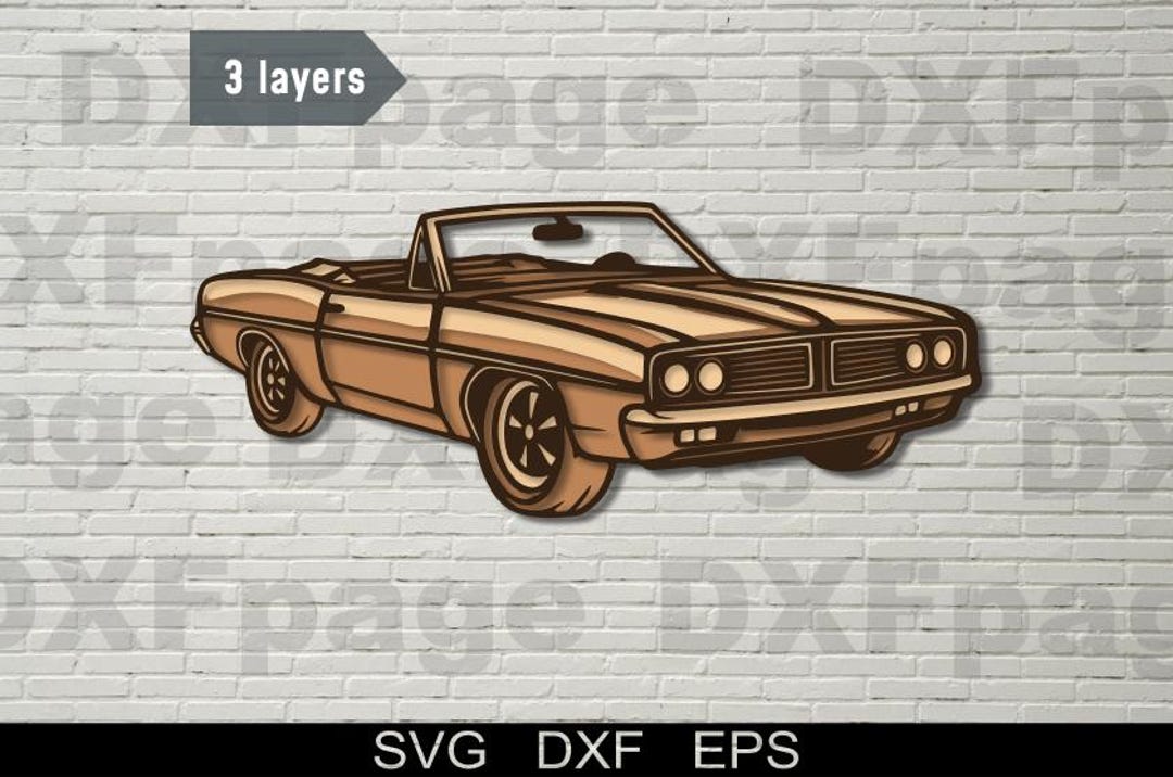 Muscle Car Multilayer SVG, DXF Laser Cut, Layered Plywood, Paper ...