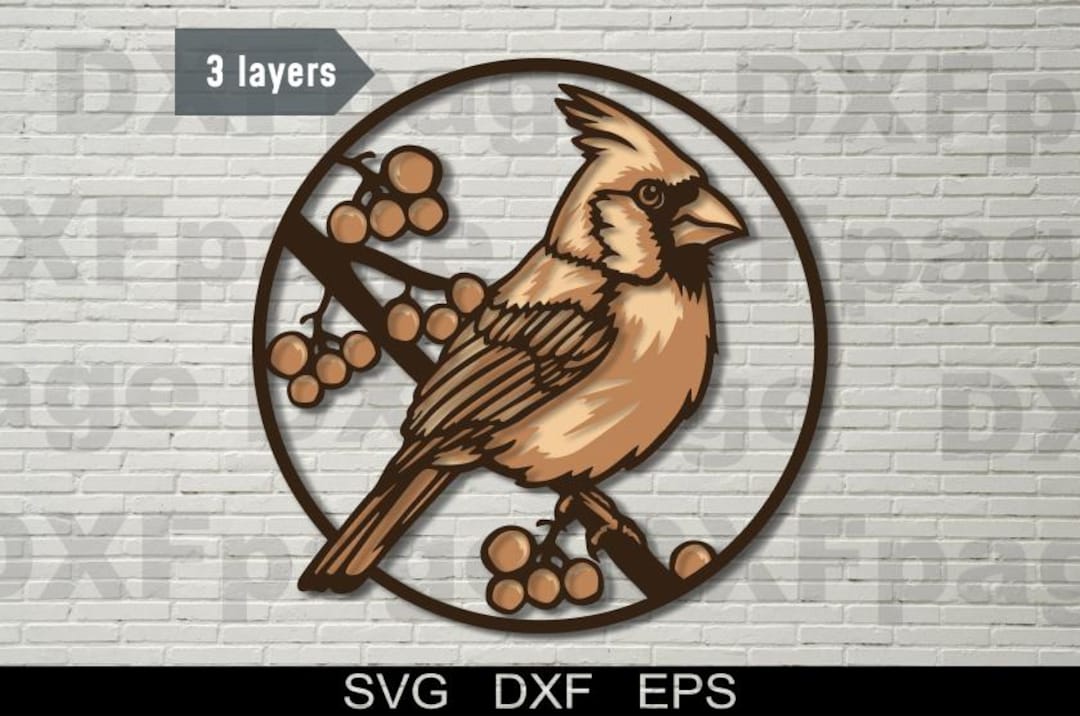 Cardinal Multilayer SVG, DXF Laser Cut, 3D Layered Plywood, Paper ...