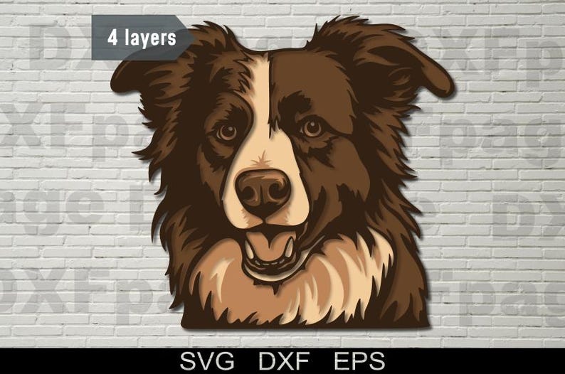 Border Collie 3D SVG Multilayer, DXF Laser Cut, Dog, Layered Dog ...
