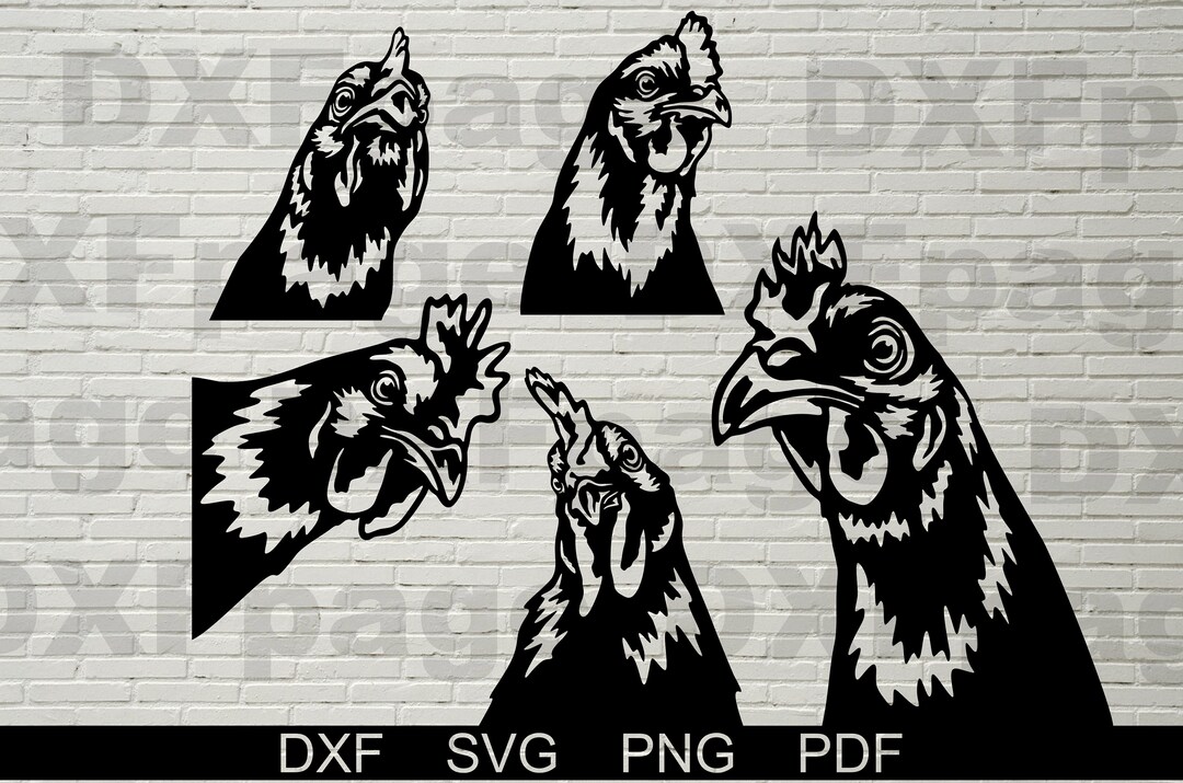 5 Chickens SVG, Peeking Dxf, SVG for Cricut, Farm Life Clipart, Laser ...