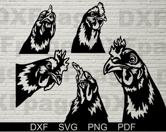 Chicken Dxf, Peeking SVG for Cricut, Chicken Dxf, Farm Life Clipart ...