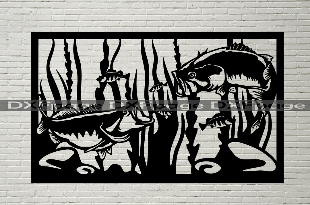 Bass Fish Scene Svg, Fishing DXF Files for Plasma, Laser Cutting, Cnc ...