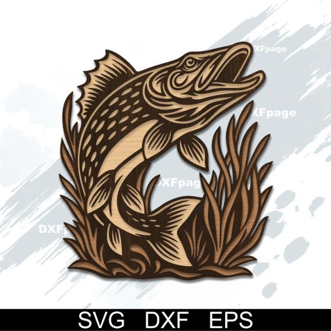 Pike Fish Multilayer SVG DXF Laser Cut, 3D Layered Plywood, Paper ...