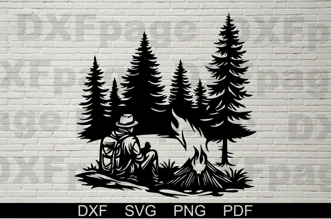 Campfire DXF CNC, Forest SVG File for Cricut, Dxf File for Laser ...