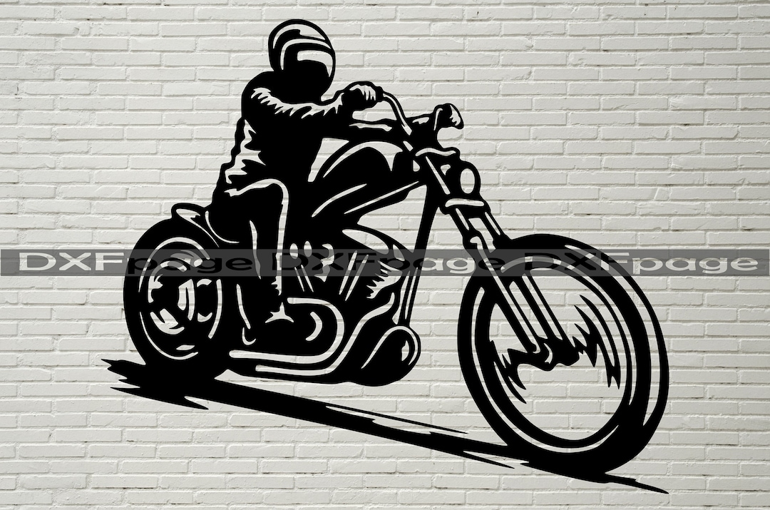 Biker SVG, Motor Bike Cut File Laser, Dxf for Plasma, Motorcyclist Cnc ...