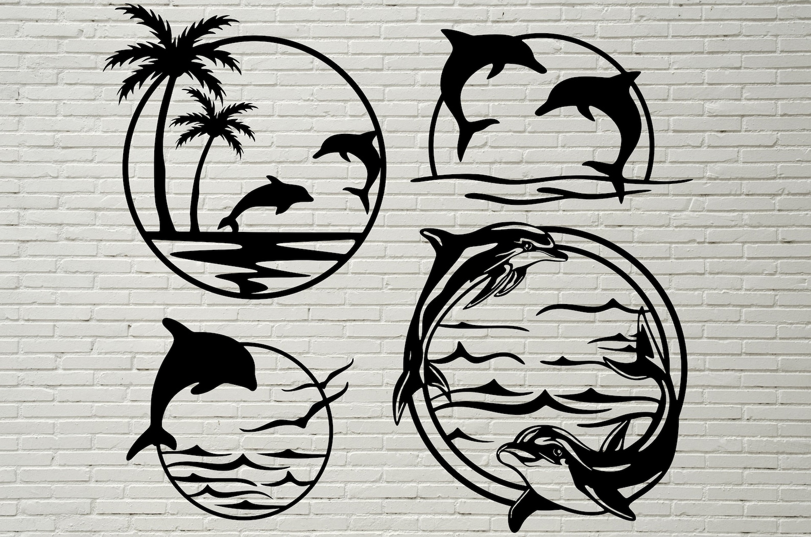 Escena de delfín SVG, archivo de corte de delfín para láser, dxf para ...