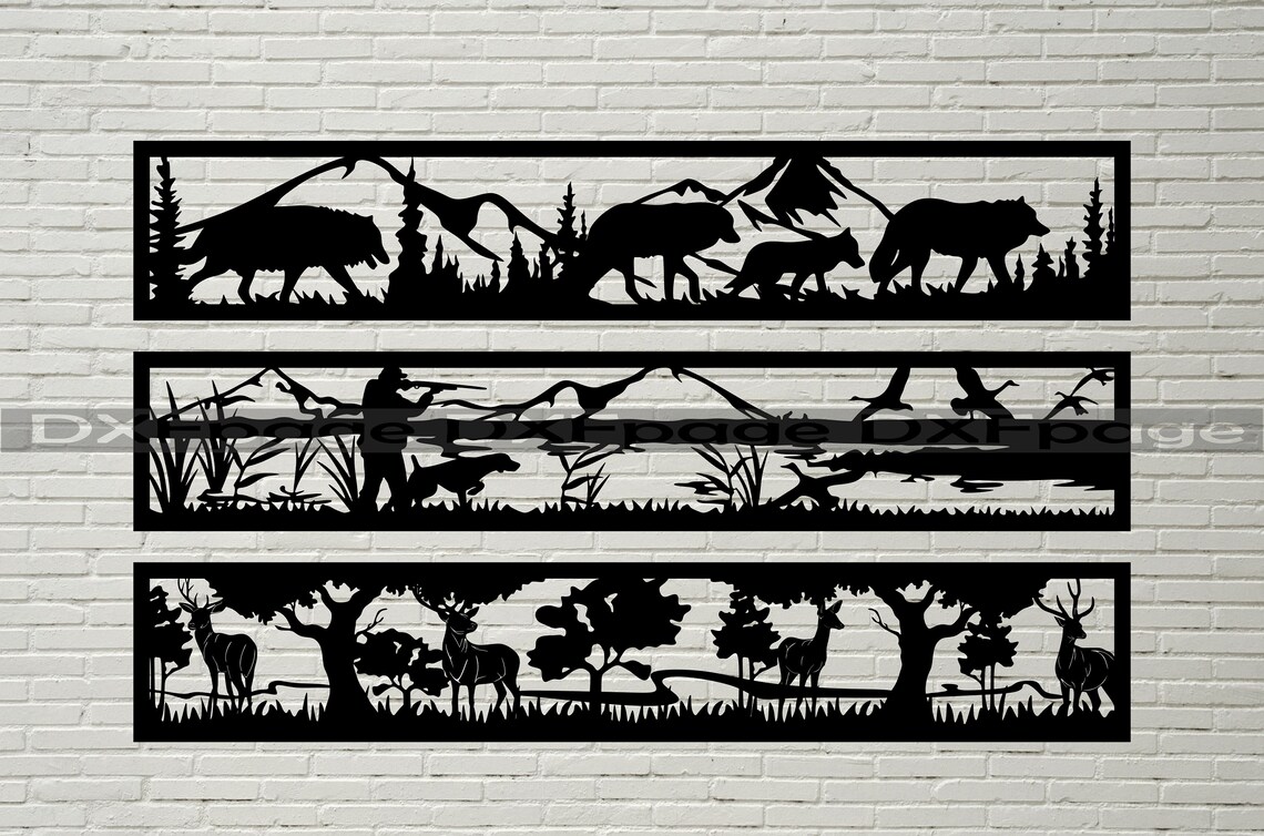 3 Wildlife Scene, DXF Stencil, Svg Cut File for Cricut, Dxf Files for ...
